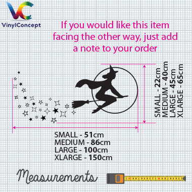 Halloween Flying Witch Spooky Party Creepy Window Wall Stickers ...