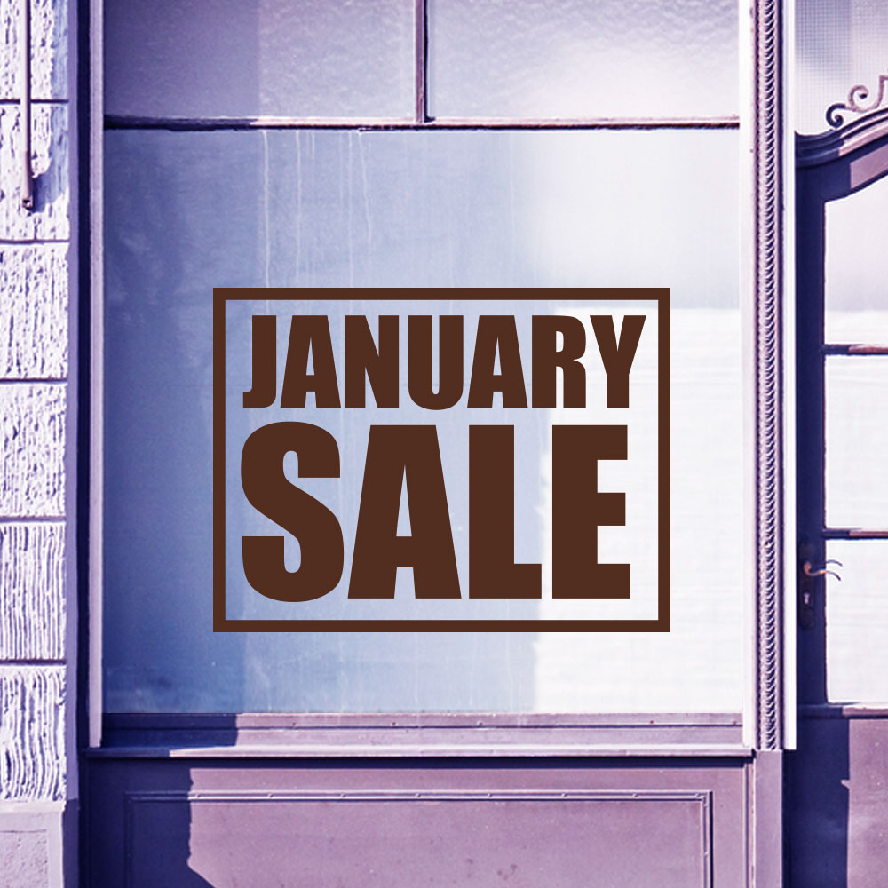 January Sale Sign Shop Retail Store Window Display Vinyl Wall Sticker ...