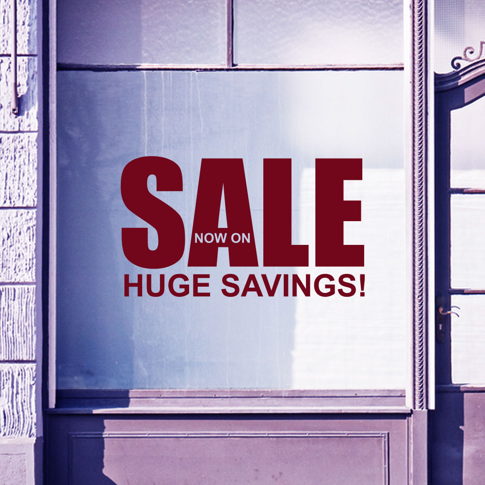 Sale Now On Sign Shop Retail Store Window Display Vinyl Wall Stickers ...